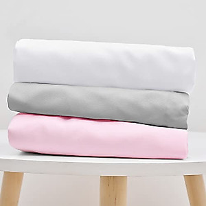 David's Kids 3 Pack Bassinet Sheets, Ultra Soft Silky Breathable Cradle Sheets for Boys Girls Neutral，Univeral Fit for Most Cradle and Bassinet Mattress, White & Light Grey & Pink