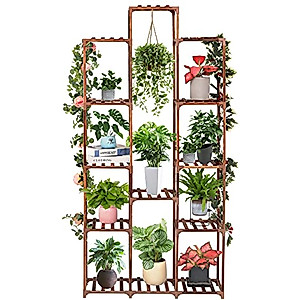 XXXFLOWER Plant Stand Indoor Outdoor 13 Tiers Wood Plant Shelf for Multiple Plants ，Large Plant Rack for Window Garden Balcony Patio Porch Living Room