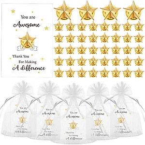 Nosiny 50 Set Christmas Employee Appreciation Gifts Include Star Badge Lapel Pins Bulk Nurse Inspirational Greeting Cards and Bag Operation Christmas Thank You Gifts for Women Team Volunteer Student