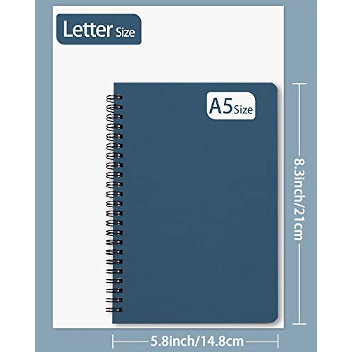 Spiral Notebooks A5 Lined 10Pcs College Ruled Journals Bulk-5 Colors Cover, 120 Pages/60 Sheets, 8.3 "x 5.8", for Students Office Business Subject Diary Ruled Book