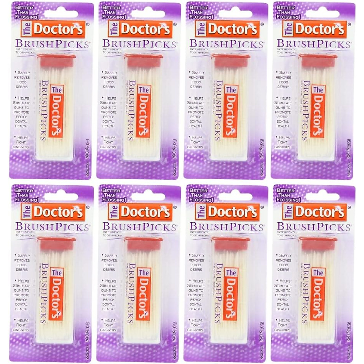 The Doctor's BrushPicks Interdental Toothpicks, 120 count. (Pack of 8)