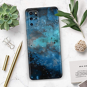 DesignSkinz Blue and Teal Painted Universe Protective Vinyl Decal Wrap Skin Cover Compatible with The Samsung Galaxy S20 (Screen Trim & Back Glass Skin)