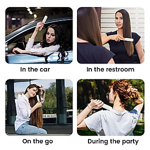 Cordless Hair Straightener Brush, Portable Straightening Brush, Long-Life Battery with USB-C Rechargeable, Anti-Scald, Portable for Travel, Hot Comb Hair Straightener for Women(Bright White)