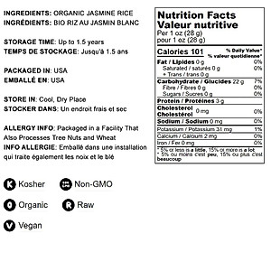 Food to Live - Organic White Jasmine Rice, 10 Pounds - Non-GMO, Long-Grain Rice Variety, Raw, Vegan