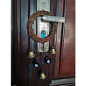 Witch Bells for Door Knob Protection,Witchy Wicca Decor Clear Negative Energies with Blue Evil Eyes for Home Garden Courtyard Decor Protection
