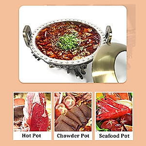 Round Chafing Dish Set for Wedding Banquets Party, Stainless Steel Chafer Buffet Server Warming Tray, with Food Pan, Frame, Lid and Fuel Holder,Red Copper,26cm