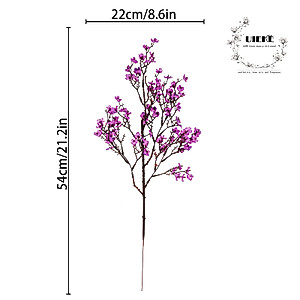 Uieke Artificial Flowers Babys Breath Flowers 4 Bundle Faux Artificial Gypsophila Bouquet Real Touch Fake Silk Flowers for Wedding Party DIY Home Garden Decor (Purple)