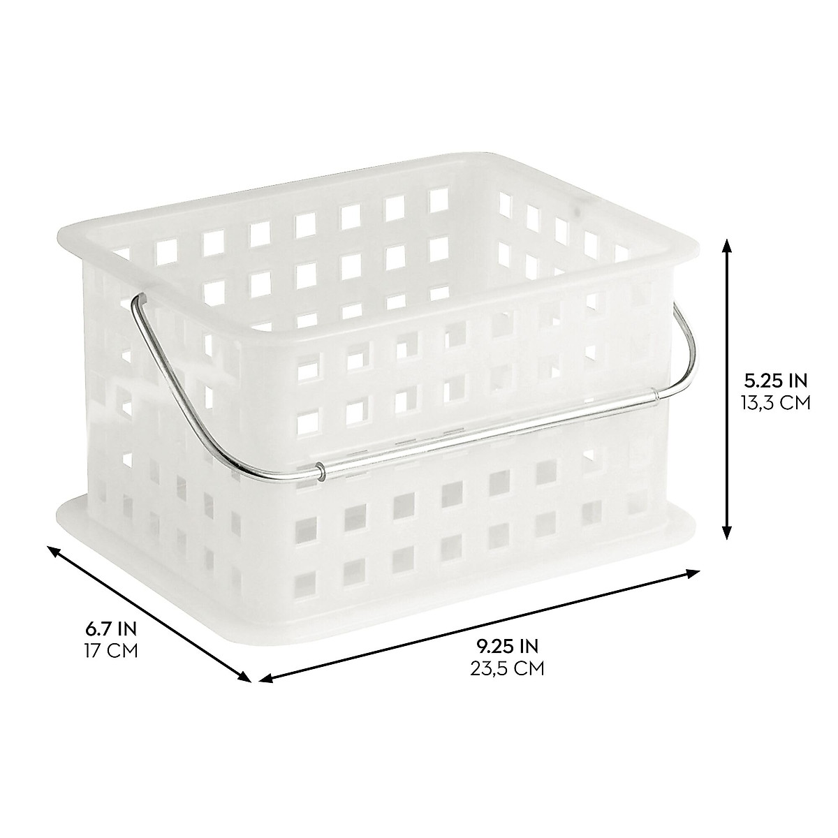 iDesign Spa BPA-Free Recycled Plastic Small Stackable Basket, 9.25" x 6.69" x 5.13", Frost
