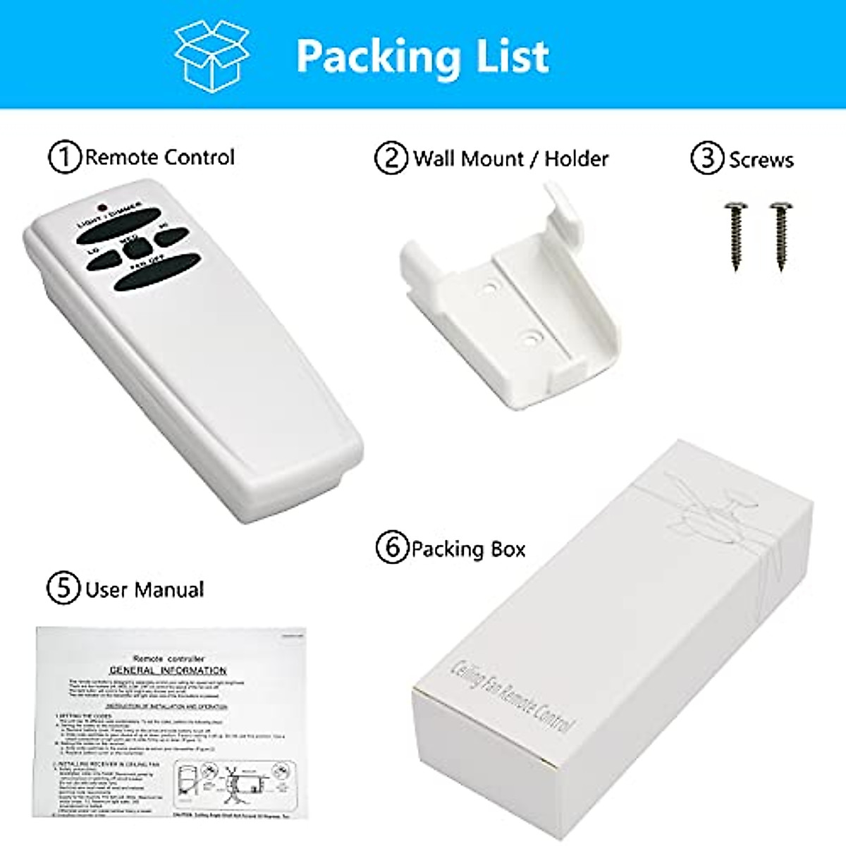 Ceiling Fan Remote Control Replacement for Hampton Bay Hunter, Replace UC7078T CHQ7078T CHQ8BT7078T RR7079T L3H2010FANHD L3H2014FANHD Fan-HD HD5 (Remote Only)