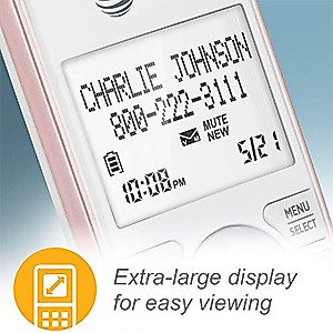 AT&T CL82557 DECT 6.0 5-Handset Cordless Phone for Home with Answering Machine, Call Blocking, Caller ID Announcer, Intercom and Long Range, Rose Gold