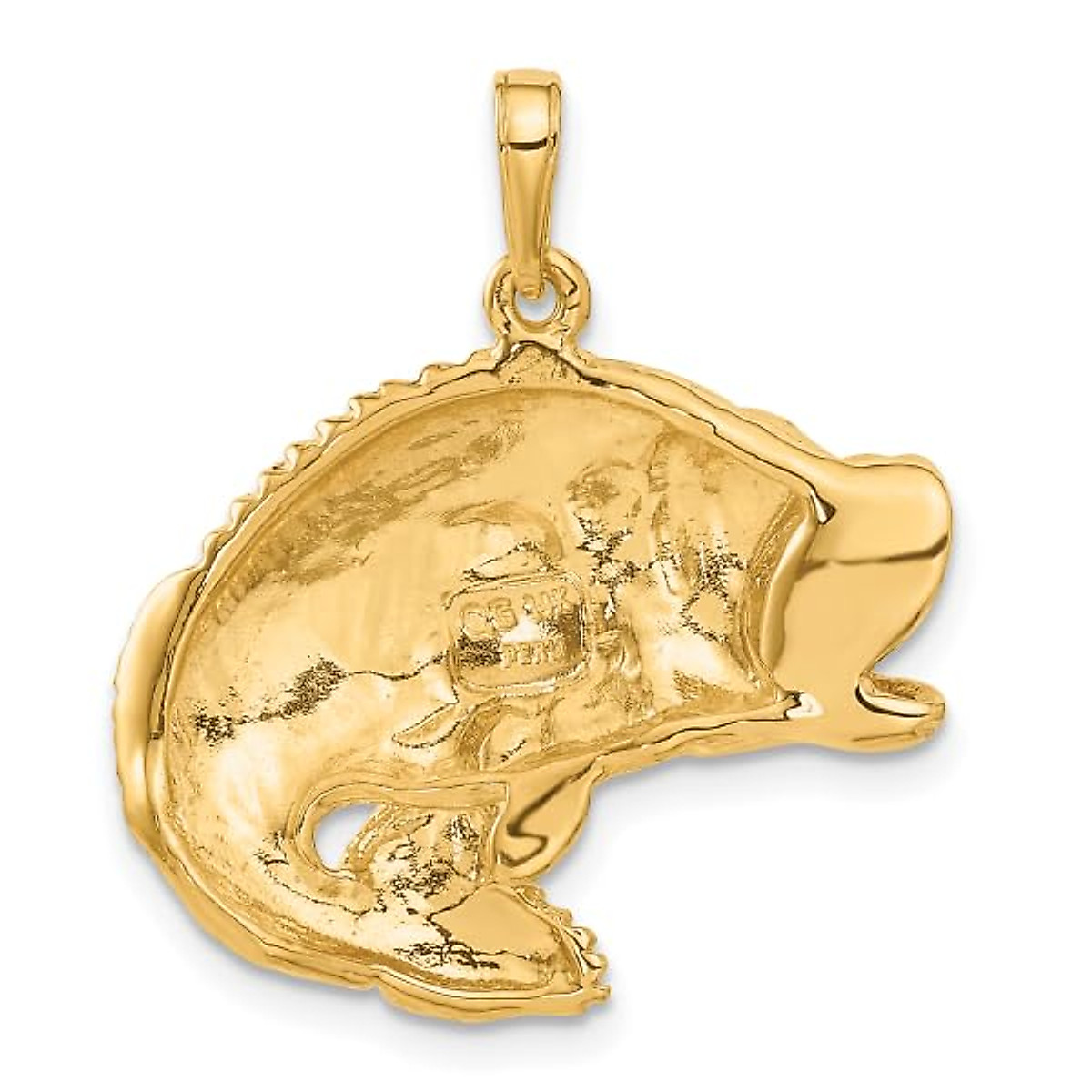 IceCarats 14K Yellow Gold Bass Fish Necklace Charm Pendant 31mm x 27mm Only