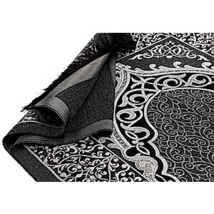 BAYKUL Muslim Prayer Rug - Islamic Turkish Prayer Rugs - Great Ramadan Gifts - Prayer Mat for Women and Men-Islam Carpet-Portable Muslims Mats-Praying Rugs Islam with Beads-Gift Prayer Beads 99 (Grey)