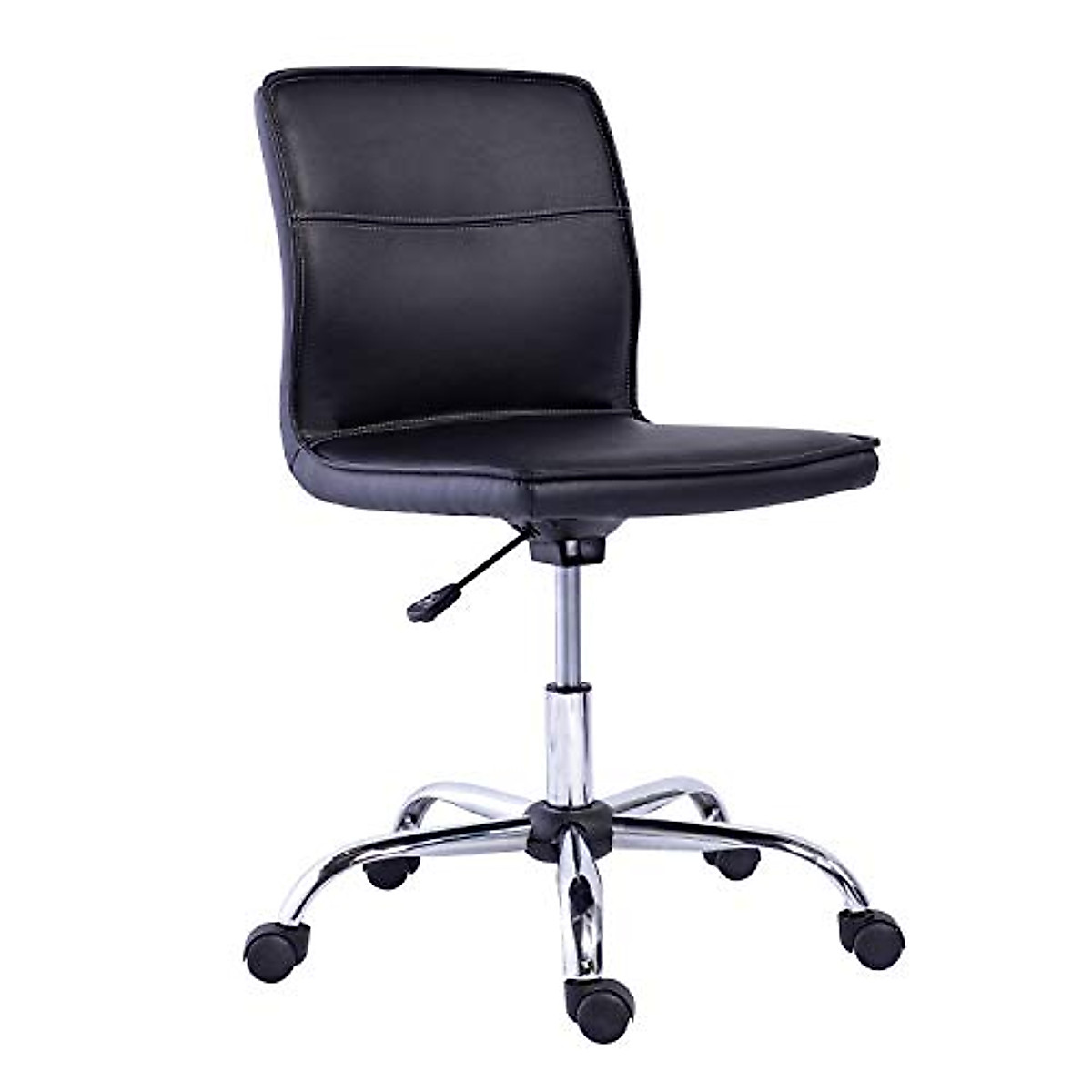 Amazon Basics Modern Armless Office Desk Chair - Height Adjustable, 360-Degree Swivel, 275Lb Capacity, 22.05"D x 18.31"W x 33.46"H, Black/Chrome