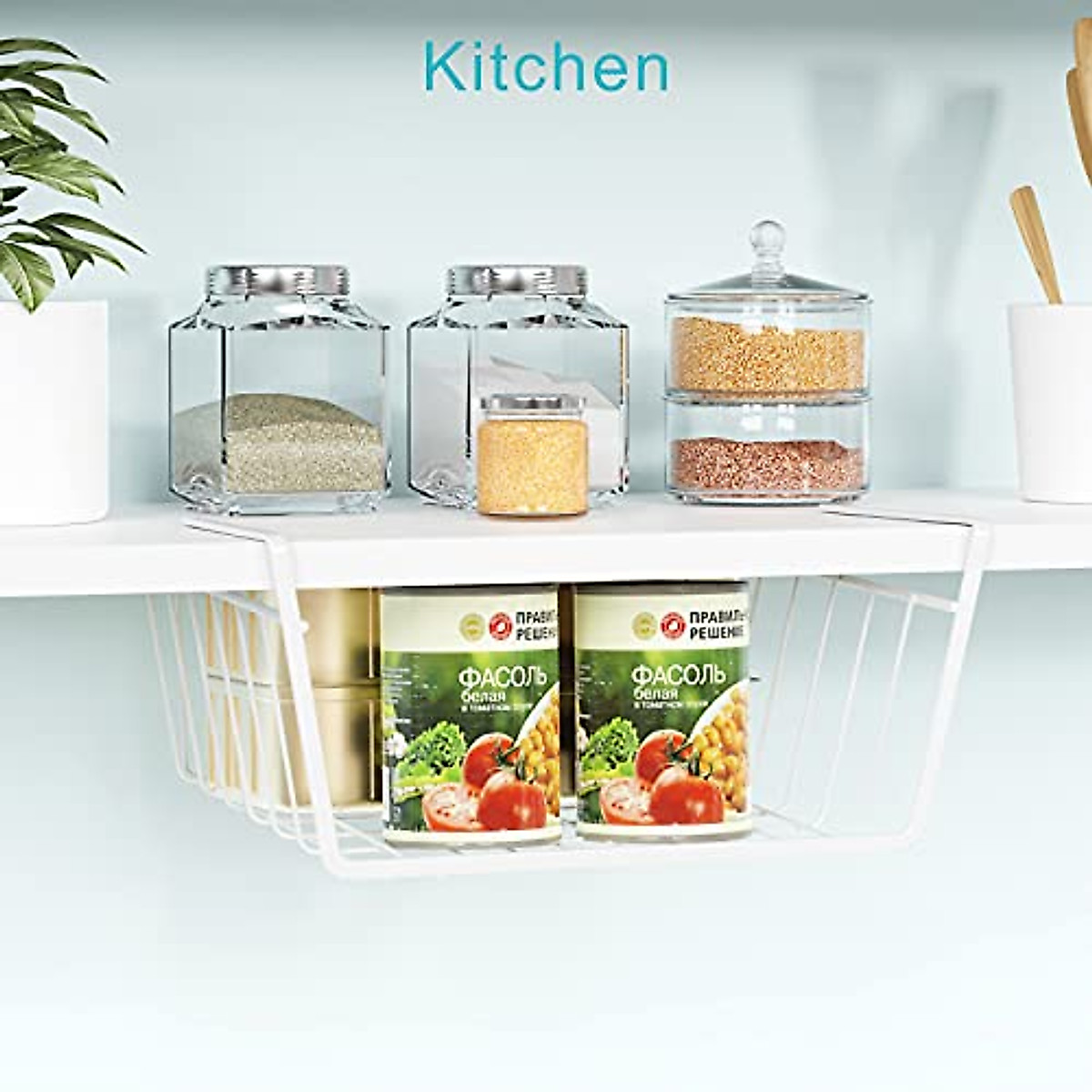 Veckle Small 6 Pack Under Shelf Wire Basket & 4 Pack Stackable Under Cabinet Storage， Bundle