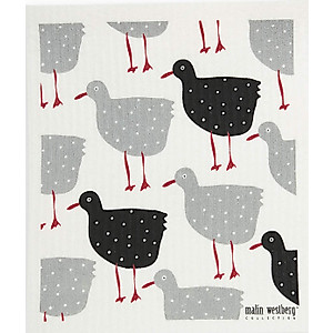 Swedish Dishcloth/Sponge Cloth Eco-Friendly Reusable - Malin Westberg Designs: Chicken Hen TUPP Rooster (2-Pk HENS)