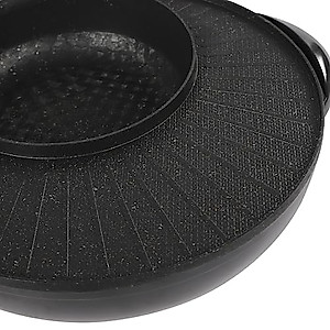 Circular Hotpot Grill Combo, 2in1 Electric Grill and Hot Pot, Portable Hot Pot with Divider, Multifunctional Indoor Teppanyaki Grill/Korean BBQ/Shabu Shabu Hot Pot, 5 Gear Adjustable for 3-5 People