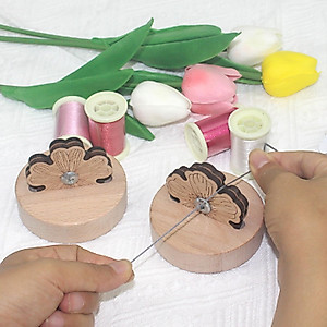 Thread Cutter Flower Thread Cutter Blade for Sewing, Wooden Rotary Thread Cutting Tool Sewing Cutter (Peach Blossom)