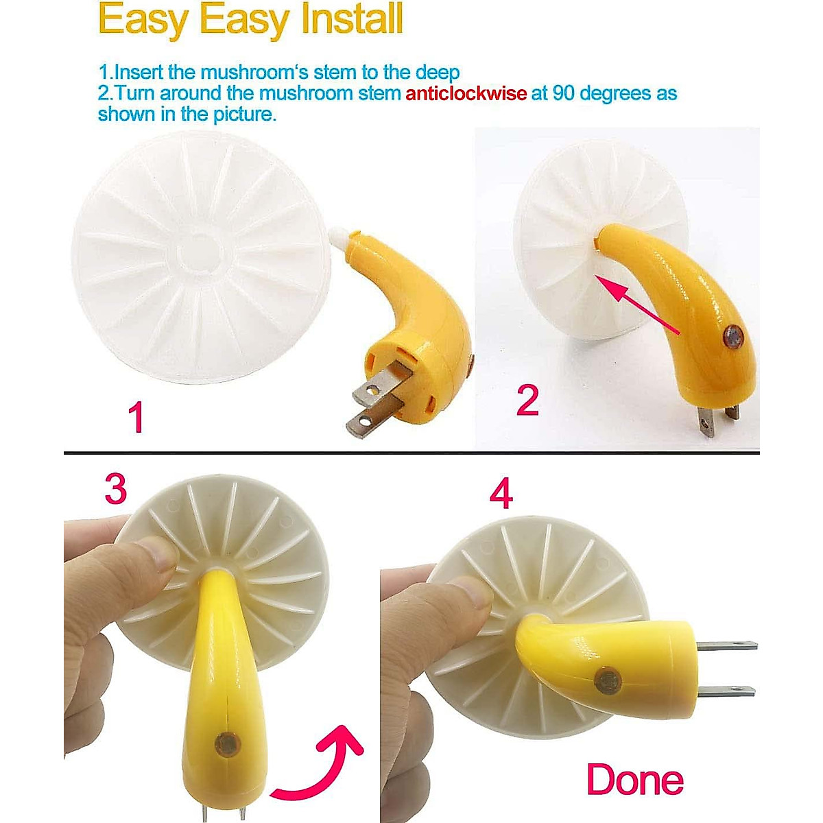 UTLK [2 Pack] Plug-in LED Mushroom Night Light Lamp with Dusk to Dawn Sensor,Plug in LED Bed Cute Mushroom Nightlight Night lamp Wall Light Baby Night Lights for Kids Children