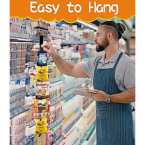 Strips Hooks Chip Rack Display Hanging 16.5 Inches with 6 Chip Black Greeting Card Hooks for Party Vendors Chip Bag Holder Snack Candy Portable Retail Organizer Storage Metal with Label Header 4 Pack