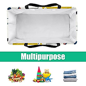 Dinosaur Full Print Large Capacity Laundry Organizer Tote Bag - Reusable and Foldable Oxford Cloth Shopping Bags