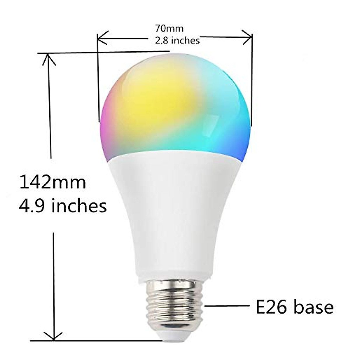 Smart WiFi Bulb,Smartlife APP,LED RGB Color Changing, 2700K-6500K, No Hub Required, A19 E26 Tuya 10W (100W Equivalent) LED Light Bulb,Pack of 2