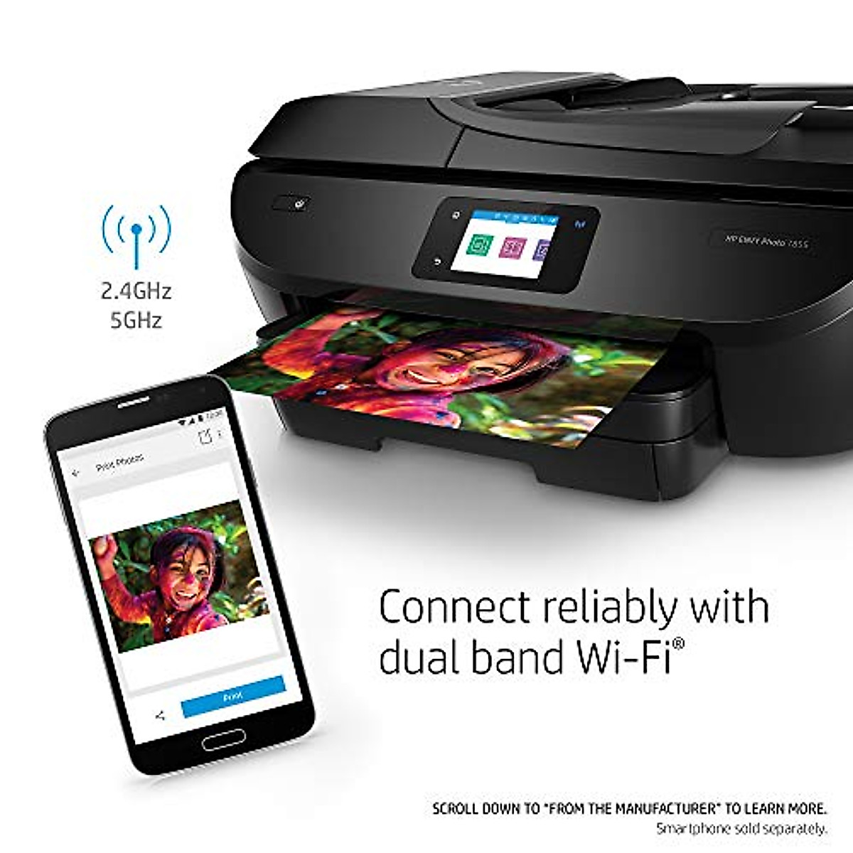 HP ENVY Photo 7855 All in One color Photo Printer with Wireless Printing, HP Instant Ink ready, Works with Alexa (K7R96A)