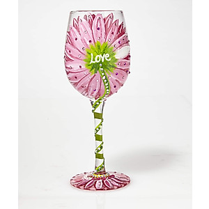 Designs by Lolita “Mom’s Love in Bloom” Hand-painted Artisan Wine Glass, 15 oz.