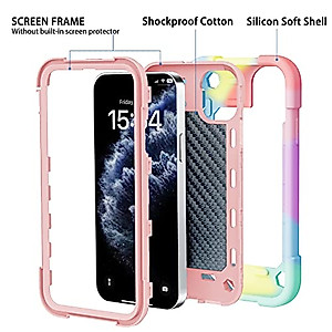 MARKILL Compatible with iPhone 11 Pro Max Case 6.5 Inch with 360°Rotate Ring Stand, Military Grade Drop Protection Full Body Rugged Heavy Duty Case 3 in 1 Protective Durable Cover. (Rainbow Pink)