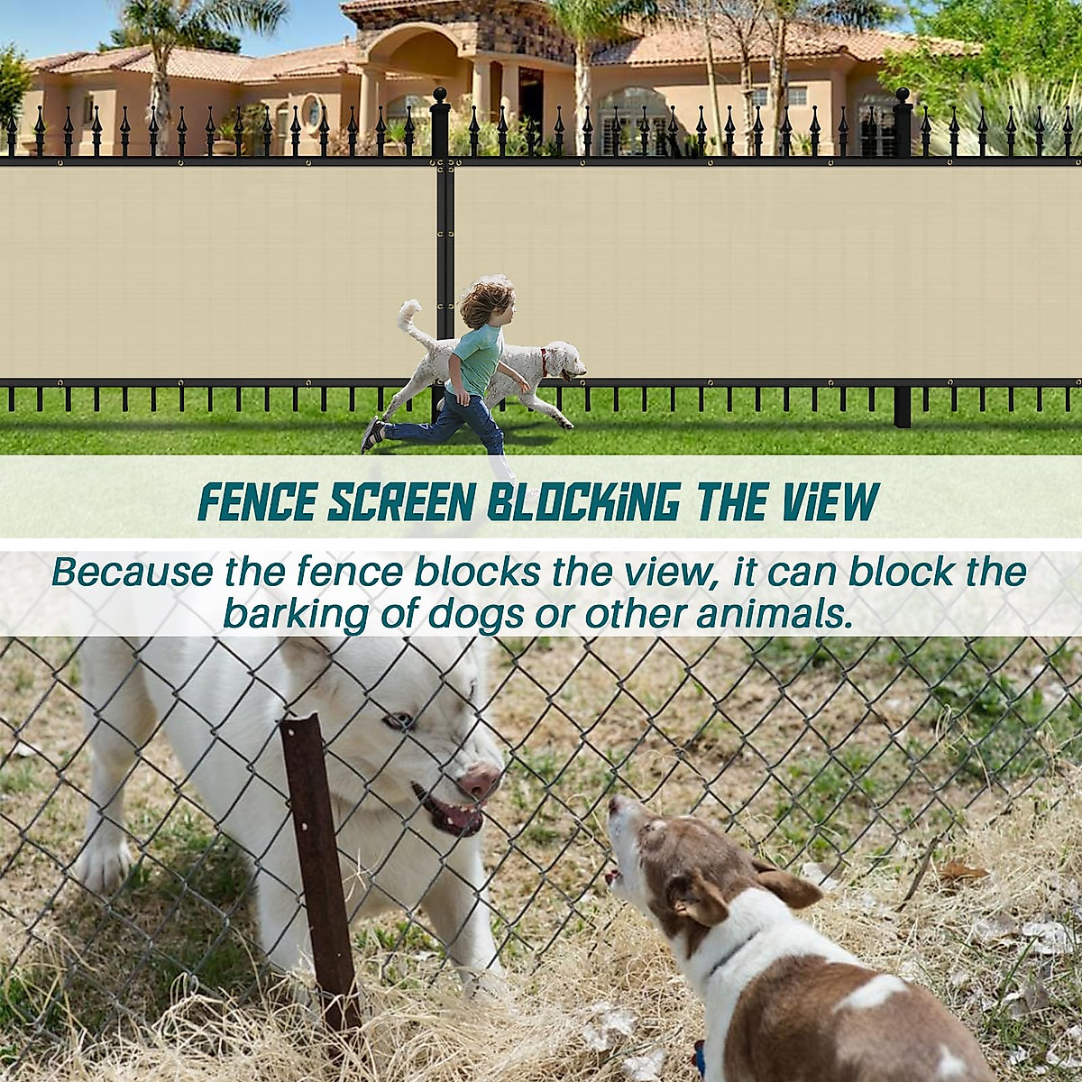 TANG 6' x 12' Beige Tan Fence Privacy Screen Fence Privacy Screen Windscreen Fence Netting Cover Privacy Blockage Excellent Airflow for Backyard Garden School with Zipties