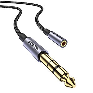 MOSWAG 6.35mm (1/4 inch) to 3.5mm (1/8 inch) Headphone Jack Adapter 10FT/3Meter 1/8 Female to 1/4 Male Extension Cable 3.5 to 6.35 for Mixer Guitar Piano Amplifier Speaker and More