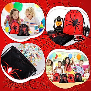 Lothee 30 Pcs Spider Web Drawstring Bags Birthday Party Decoration Spider Goodie Bag Kid Backpack for Birthday Party Supplies (Novel Style)