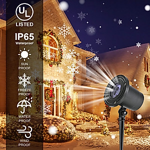 Christmas Snowflake Projector Lights, Waterproof Indoor Outdoor Snowfall Projection Lights for Christmas Theme Party, Holiday, Home Birthday Party, Home Garden Decoration