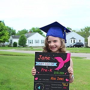 Reusable First Day of Preschool Sign, First Day of School Board, Back to School Board, 10 x 12 Inch Double-Sided 1st Day & Last School Sign for Kindergarten