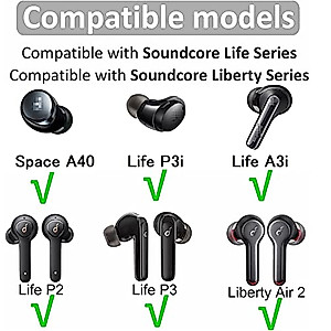 Replacement Ear Tips Compatible with Soundcore by Anker Space A40, Silicone Ear Buds Ear Cap Ear Plug Eartips Replacement for Soundcore Space A40/ Life P3i / Life A3i,3 Size 6 Pairs