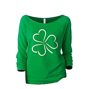 Thread Tank Simply Shamrock St Patricks Day Women's Fashion Slouchy 3/4 Sleeves Raglan Sweatshirt Evergreen X-Large