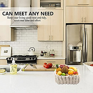 Sewroro 2PCS Cotton Thread Hand-woven Desktop Storage Basket Cotton Woven Storage Basket Sundries Storage Basket (mixed style)