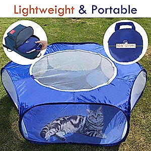 Pawaboo Small Animals Playpen, Waterproof Small Pet Cage Tent with Large Breathable Cover, Pop-up & Foldable Indoor/Outdoor Fence for Kitten/Puppy/Guinea Pig/Rabbits/Hamster/Hedgehogs, Indigo