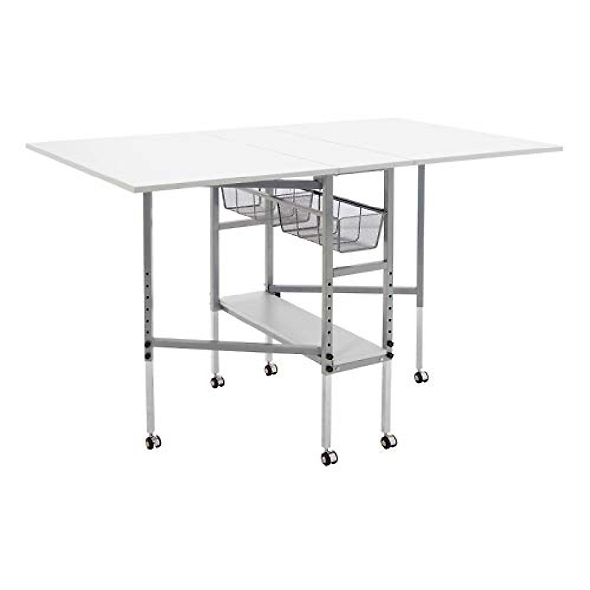 Sew Ready Hobby and Cutting Table - 58.75" W x 36.5" D White Arts and Crafts Table with 2 Mesh Storage Drawers & Studio Designs Sewing Table, 45.5" W x 23.5" D x 30" H, Black/White