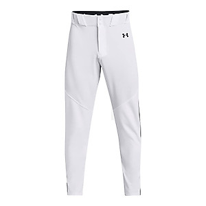Under Armour Men's Utility Baseball Straight Leg Pant Pipe 22, (100) White/Black/Black, Medium