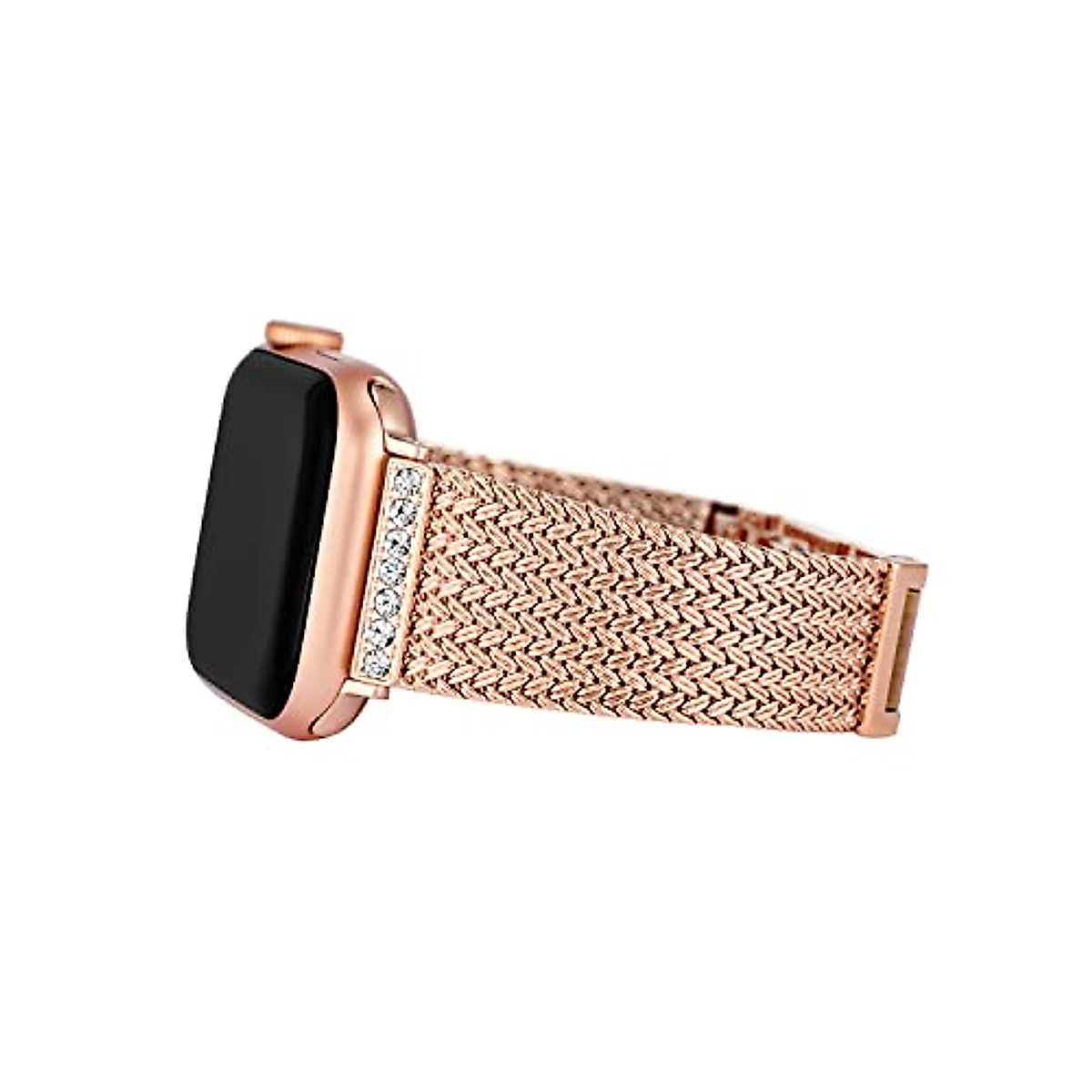 Anne Klein Mesh Fashion Band for Apple Watch, Secure, Adjustable, Apple Watch Replacement Band, Fits Most Wrists (42/44/45mm, Rose Gold),WK-1015RGRG