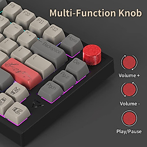 NACODEX 75% Gasket Mount Keyboard Gateron G Silver Switch | MDA Profile Rock Music Theme PBT Keycap | Poron Foam RGB Programmable Custom CNC Knob Keyboard for Win/Mac with Mouse Pad
