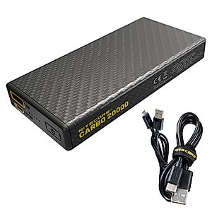 Nitecore Carbo 20000 Lightweight 20000mAh Power Bank for Outdoor, QC PD Quick Charge, USB & USB-C Dual Ports Waterproof Impact Resistant with Lumentac USB Cable