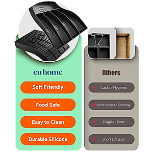 EUHOME Silicone Silverware Drawer Organizer Tray