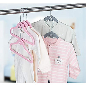 Baby Hangers, 50 Pack Childrens Velvet Hangers - Baby Clothes Hangers Non Slip Velvet with Rotatable Hook,12Inch Space Saver Cascading Velvet Hangers, (Grey)
