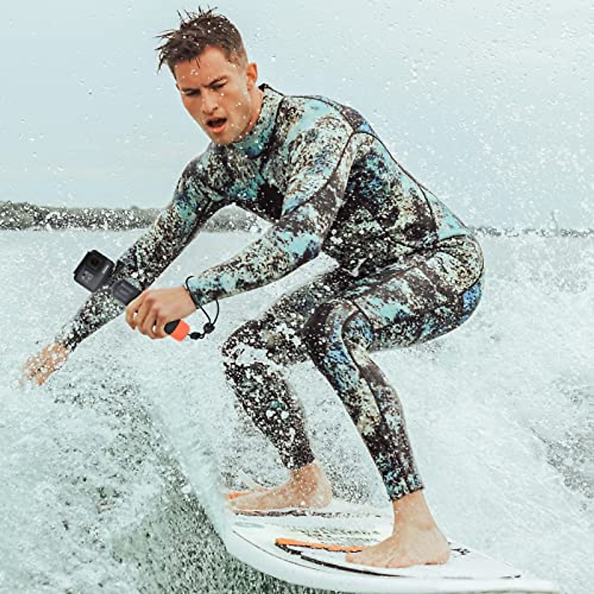 HSU Floating Hand Grip Waterproof Monopod Compatible with GoPro Hero 11/10 Black/Hero 9 Black, Handle Mount for Hero 8/7/6/5/4/ AKASO Campark Osmo Action Camera/Xiao Yi Action Camera