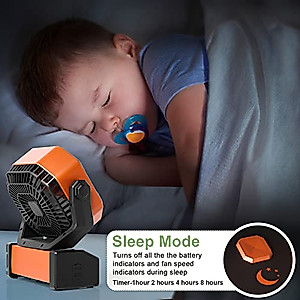 vidihill 20000mAh Camping Fan with LED Light, Auto-Oscillating Desk Fan with Remote & Hook, Rechargeable Battery Operated Outdoor Tent Fan with Timer, 4 Speeds USB Fan for Camp Travel Jobsite…