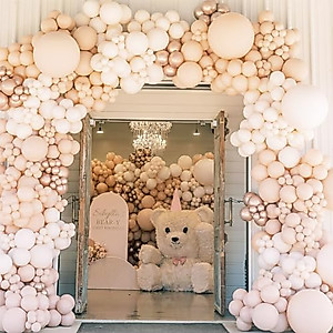 Jobkoo Nude Balloons, 12 Inch 30 Pcs Beige Balloon Retro Apricot Neutral Latex Balloons Matte Tan Cream Blush Peach Helium Party Balloons for Boho Birthday Wedding Baby Bridal Shower Party Decorations