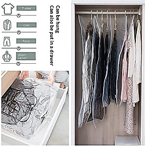 TANGERINR Hanging Vacuum Storage Bags for Jackets, Hanging Compressible Storage Bag with Pump, Outer Jacket Vacuum Bag (6PCS,M+L)