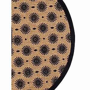 Bricker Jute and Cotton Printed Round Table Mat (38x38 Cms, Black) -Pack of 4