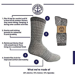 Yacht & Smith Wholesale Bulk Merino Wool Thermal Hiking Boot Socks, Mens Womans Kids (Mens/Assorted, 4) (Mens/Gray)